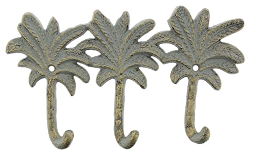 The Bridge Collection Tropical Palm Trees Cast Iron Wall Hook Key Hanger for Keys- Beach House Nautical Coastal Decoration Decor Gift