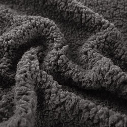 DaysU Striped Fleece Blanket, Soft Cozy Reversible Flannel Sherpa Throw Blanket for Couch, Thick Warm Fluffy Fuzzy Plush Large Queen Size Blanket for Bed, 1 Pack, 86" x 94", Grey