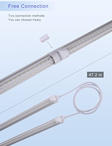 AQIQUUT Led Shop Light, Led Garage Light,8FT 72W T8 5000K 8500LM Linkable Clear Cover Integrated V-Shape,for Garage Warehouse Shopping Mall,10-Pack