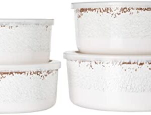 Gibson Home Mauna Melamine 8 Piece Nesting Food Storage Set W/PP Lid- 54OZ, 40OZ, 27OZ, 19OZ – Ice White (135400.08)