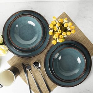 100% Melamine Dinnerware Sets 12 Piece Plate Bowl Set Dish Set For Outdoor & Indoor - Includes 4 Dinner Plates 4 Salad Plates and 4 Bowls Perfect For Every Day Use.