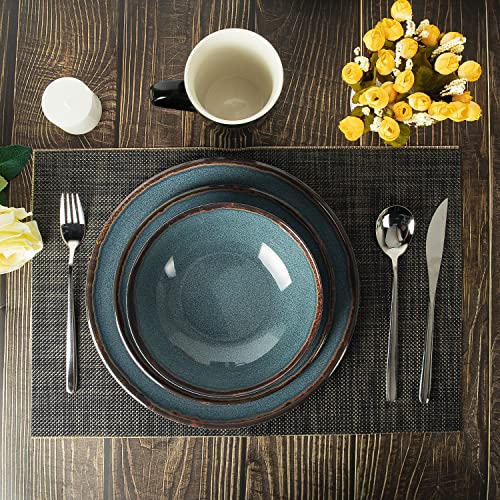 100% Melamine Dinnerware Sets 12 Piece Plate Bowl Set Dish Set For Outdoor & Indoor - Includes 4 Dinner Plates 4 Salad Plates and 4 Bowls Perfect For Every Day Use.