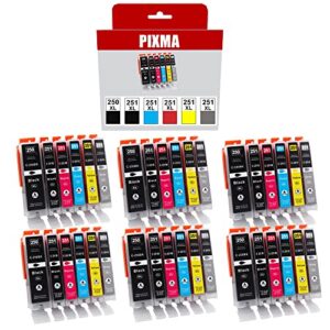 colorink replacement for canon 250xl 251xl ink cartridges use with pixma ip7220 mg5420 mg6320 mx922 printer(6pgbk,6bk,6c,6m,6y,6gy,total 36 pack)_