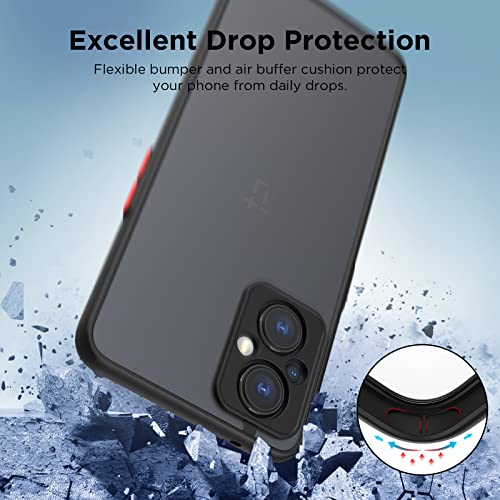 MAKAVO Slim Fit for OnePlus Nord N20 5G Case with Screen Protector [Ultra Thin] [Camera Cover] Full Protection Flexible Bumper Hard Matte PC Back Cover for One Plus N20 5G (Black)