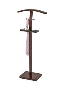 kb designs - suit & tie freestanding valet stand clothing organizer rack, walnut/chrome