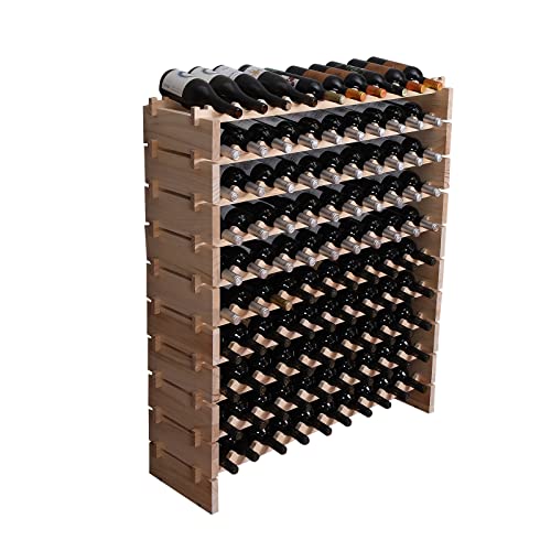 fdjamy Wine Rack Cabinet Freestanding for Floor Wooden Stackable Storage Modular countertop Wood Wine Holder (100bottle)