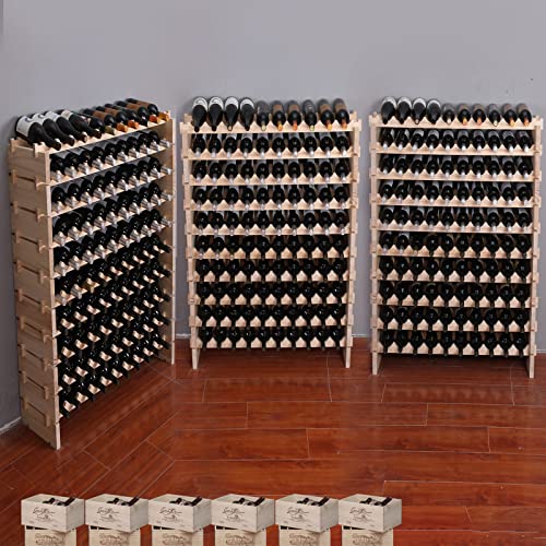 fdjamy Wine Rack Cabinet Freestanding for Floor Wooden Stackable Storage Modular countertop Wood Wine Holder (100bottle)