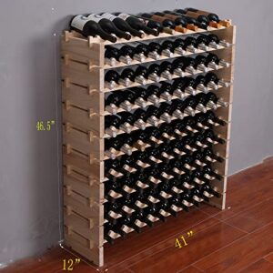 fdjamy Wine Rack Cabinet Freestanding for Floor Wooden Stackable Storage Modular countertop Wood Wine Holder (100bottle)