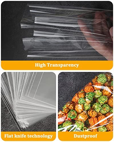 Labeol 160pcs Clear Cellophane Bags 7X14 Treat Bags with Ties Goodie Bags Clear Gift Bags for Packaging Popcorn Party Favor Cookie Candy Bakery Plastic Gift Wrap