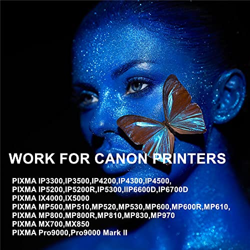 ColorInk PGI-5 CLI-8 Large Capacity Ink Cartridges PGI5 CLI8 New Updated Chips Replacement for Canon PIXMA iP4200 iP4500 iP5200 MP-500 MP-530 MP-830 MP-950 MX-850 (PGBK2,BK2 C2 M2 Y2,Total 10 Pack)