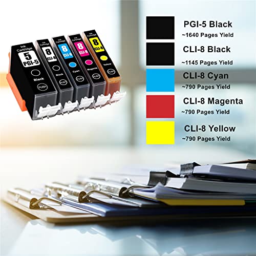 ColorInk PGI-5 CLI-8 Large Capacity Ink Cartridges PGI5 CLI8 New Updated Chips Replacement for Canon PIXMA iP4200 iP4500 iP5200 MP-500 MP-530 MP-830 MP-950 MX-850 (PGBK2,BK2 C2 M2 Y2,Total 10 Pack)