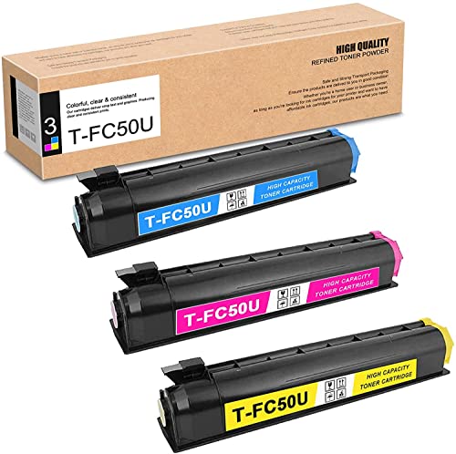 Compatible 3 Pack T-FC50U T-FC50U-C T-FC50U-M T-FC50U-Y Toner Cartridge Replacement for Toshiba e-Studio 2555c 3055c 3555c 4555c 5055c Printers ,Sold by OXYZOU(1C+1M+1Y)