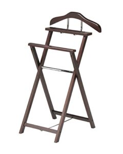 kb designs - suit & tie freestanding folding valet stand clothing organizer rack, walnut/chrome