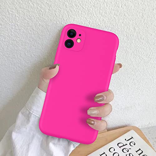 DEENAKIN iPhone 11 Case with Screen Protector,Pass 16ft Drop Test Shockproof Durable Soft Flexible Silicone Gel Rubber Cover,Slim Fit Protective Phone Case for iPhone 11 6.1" Hot Pink