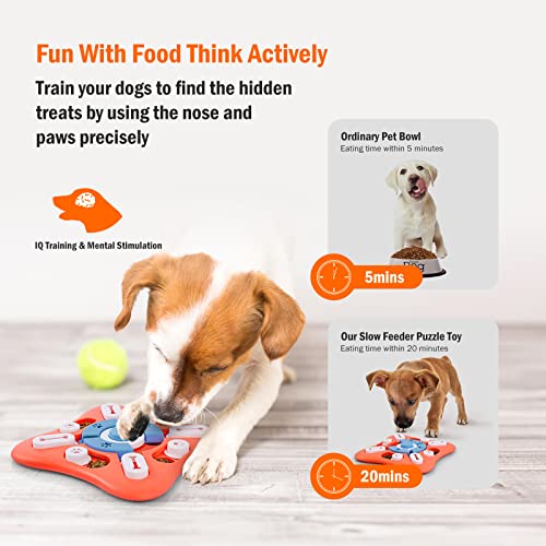 knitly Dog Puzzle Toys for IQ Training & Mental Enrichment, Interactive Dog Toys for Large Medium Small Dogs，Dog Treat Puzzle Dispensing Slow Feeder with Squeaky Design for Training & Fun Feeding