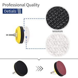 NYNM 120Pack 3 Inch Polishing Pad for Drill Sanding Attachment Variety Kit with 5/16" and 1/4" Shanks for Car Buffer Polisher Waxing Sealing Glaze, Sanding Pads Includes 80-3000 Grit