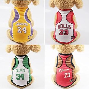 shengda dog clothes pet t-shirt,dog vest basketball jersey cool, dog summer apparel puppy pet cat clothes 4-pack c03-5xlarge multicolor