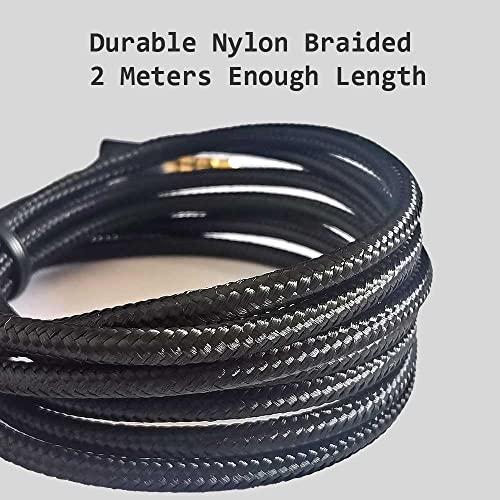 QJYTH Replacement 2.0M Audio Cable Cord Compatible with Bose QC25/QC35/QuietComfort 25/QuietComfort 35/On-Ear 2/OE2/OE2i/AE2 Headphones(Nylon Braided)