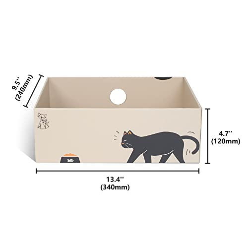 Papercat Cat Scratcher, 5 PCS in 1 Scratching pad with Box, Natural Recycled Corrugated Cardboard, Reversible for 2X Use, Kitty Refill Indoor, Brown (PC-MZB-001)