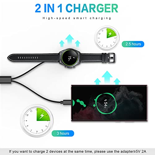 2 in 1 Galaxy Watch 4/4 Classic Charger with USB C Charging Cable,Compatible with Samsung Galaxy Watch 4/4 Classic/3/Active 2/Active and Samsung Galaxy S22/S21/S20/S10/Note 20/10/9/8 and Galaxy Buds