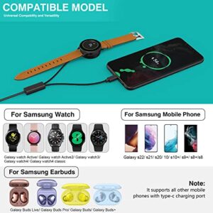 2 in 1 Galaxy Watch 4/4 Classic Charger with USB C Charging Cable,Compatible with Samsung Galaxy Watch 4/4 Classic/3/Active 2/Active and Samsung Galaxy S22/S21/S20/S10/Note 20/10/9/8 and Galaxy Buds