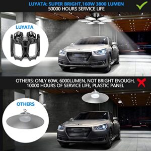 Luyata LED Garage Lights, 160W Deformable LED Garage Ceiling Light Shop Lights Bulbs with 6 Adjustable Panels for Garage Workshop Basement Support E26/E27 Screw Socket