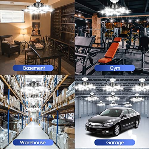 Luyata LED Garage Lights, 160W Deformable LED Garage Ceiling Light Shop Lights Bulbs with 6 Adjustable Panels for Garage Workshop Basement Support E26/E27 Screw Socket