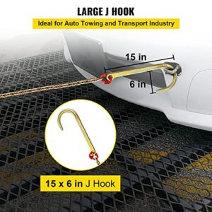 VEVOR J Hook Chain, 5/16 in x 10 ft Tow Chain Bridle, Grade 80 J Hook Transport Chain, 9260 Lbs Break Strength with J Hook & Grab Hook, Tow Hooks for Trucks, Heavy Duty J Hook and Chain Shorteners