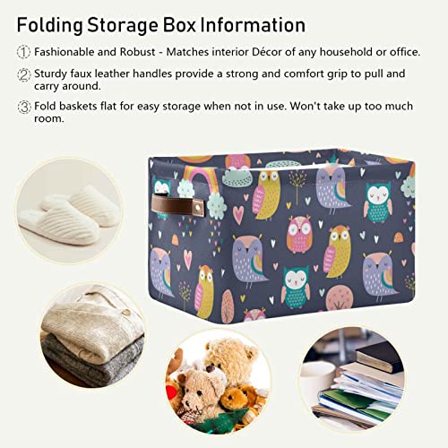 xigua Owl Storage Basket Storage Bin Organizer Basket, Foldable Rectangular Storage Box with Handles for Home Office