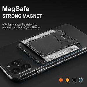 Magnetic Card Wallet Holder for Apple Magsafe, Magnetic Card Holder Magsafe for iPhone 12 iPhone 13/14 Magsafe Wallet, Mag-Safe Leather Wallet for Back of iPhone 14/13/ 12 Series, Fit 6 Cards, Black