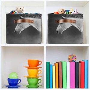 xigua Horse Storage Basket Storage Bin Organizer Basket, Foldable Rectangular Storage Box with Handles for Home Office