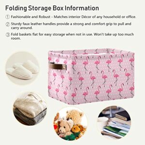 xigua Flamingo Storage Basket Storage Bin Organizer Basket, Foldable Rectangular Storage Box with Handles for Home Office