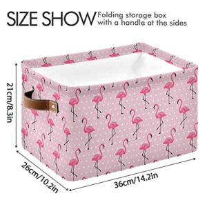 xigua Flamingo Storage Basket Storage Bin Organizer Basket, Foldable Rectangular Storage Box with Handles for Home Office