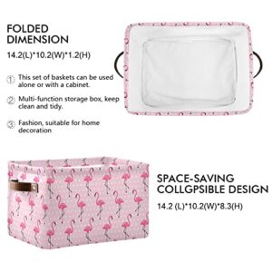 xigua Flamingo Storage Basket Storage Bin Organizer Basket, Foldable Rectangular Storage Box with Handles for Home Office