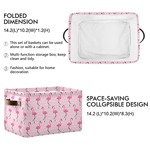 xigua Flamingo Storage Basket Storage Bin Organizer Basket, Foldable Rectangular Storage Box with Handles for Home Office