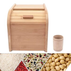 TFCFL Wooden Rice Container, 11lbs/5kg Sealed Kitchen Food Storage Container with Lid Cereal Dispenser for Rice Cereal Dry Food Flour Grains