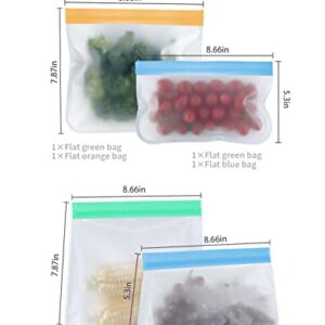 Reusable Food Storage Bags - Axbima 8 PACK PEVA Reusable Freezer Bags for Sandwich - Stand-up Reusable Snack Zip lock bags for Home/Travel Meat Fruit Vegetables Cereal Nuts (Multicolored)