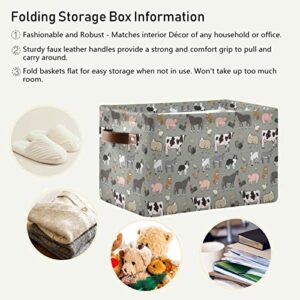 xigua Farm Animals Storage Basket Storage Bin Organizer Basket, Foldable Rectangular Storage Box with Handles for Home Office