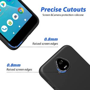 Nijiadi Compatible with SCHOK Volt SV55 (SV55216) Phone Case with Tempered Glass Screen Protector, Soft Silicone with Kickstand Shockproof Protective Case Cover for SCHOK Volt SV55 - Black