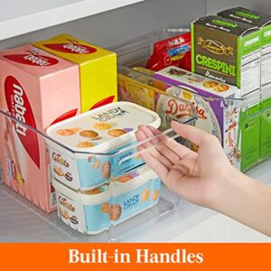 Lifewit 4pcs Large Storage Organizer Bins for Pantry Kitchen, Clear Plastic Storage Basket Set with Handle for Laundryroom Bathroom Cabinet Countertop Organize