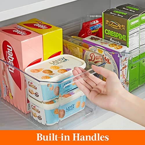 Lifewit 4pcs Large Storage Organizer Bins for Pantry Kitchen, Clear Plastic Storage Basket Set with Handle for Laundryroom Bathroom Cabinet Countertop Organize