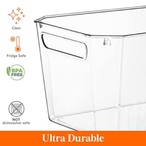 Lifewit 4pcs Large Storage Organizer Bins for Pantry Kitchen, Clear Plastic Storage Basket Set with Handle for Laundryroom Bathroom Cabinet Countertop Organize