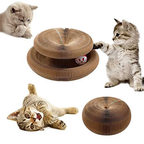 PetHse Magic Organ Cat Scratching Board, Interactive Scratch Pad Cat Toy with Toy Bell Ball