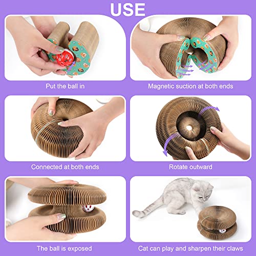 PetHse Magic Organ Cat Scratching Board, Interactive Scratch Pad Cat Toy with Toy Bell Ball