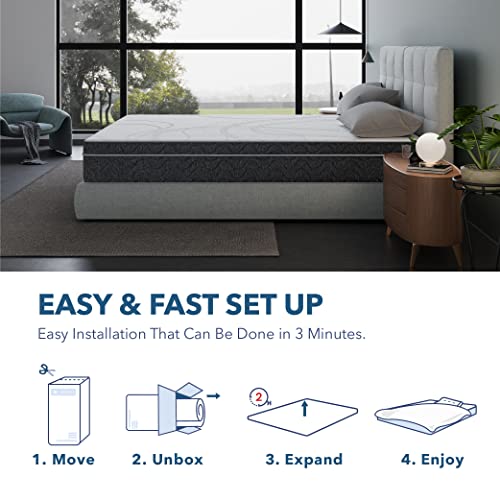 EGO Hybrid Mattress 10 Inch Twin, Made in USA, Cooling Gel Infused Memory Foam and Individual Pocket Spring Mattress, Bed in A Box, CertiPUR-US Certified, Medium, 75"x38"