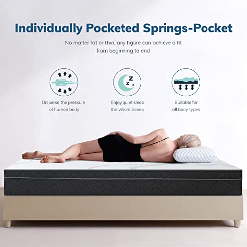 EGO Hybrid Mattress 10 Inch Twin, Made in USA, Cooling Gel Infused Memory Foam and Individual Pocket Spring Mattress, Bed in A Box, CertiPUR-US Certified, Medium, 75"x38"