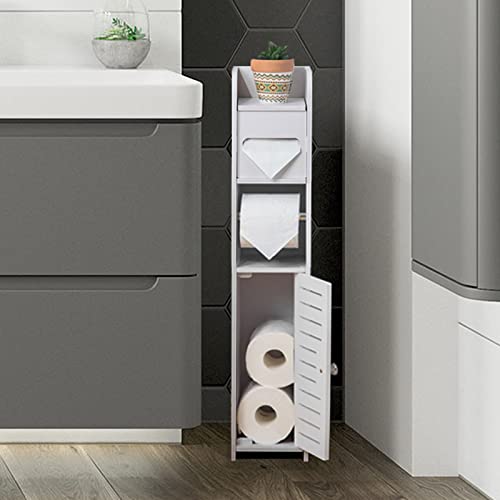 TuoxinEM Over The Toilet Storage,Toilet Paper Cabinet for Half Bathroom,Small Bathroom Storage for Tiny Spaces,Narrow Toilet Paper Cabinet,White