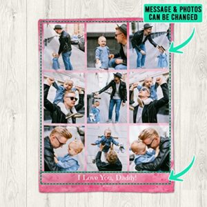 TRIENCY Personalized Photo Picture Blanket Custom Fleece Or Sherpa Blanket Throw 60x80 50x60 30x40 with Photos Pictures Text Birthday Christmas Fathers Day Custom Gifts for Men Women Family