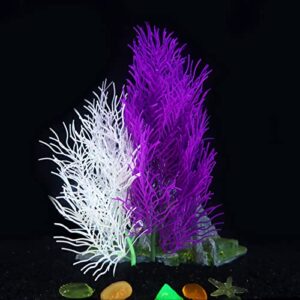 lpflasat fish tank decorations aquarium decorations fish tank aquarium decor fish tank decor aquarium accessories turtle tank fish tank glow plants aquarium ornament 1 pieces (big-purple)