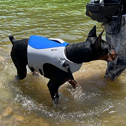 Dog Life Jacket, Sport Style Dog Float Coat with Excellent Buoyancy, Stylish Dog Swimming Safety Vest with Rescue Handle for Small Medium Large Dogs Blue L